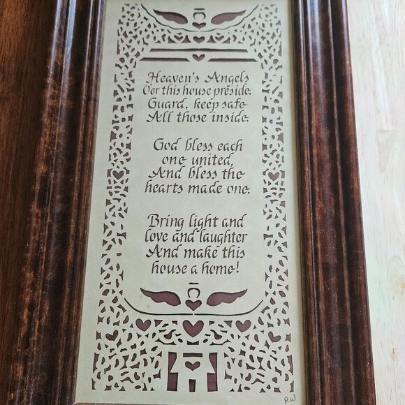 Wall Decor | Vintage Scissor Cut Poem Angels Protect And Make A Home ...
